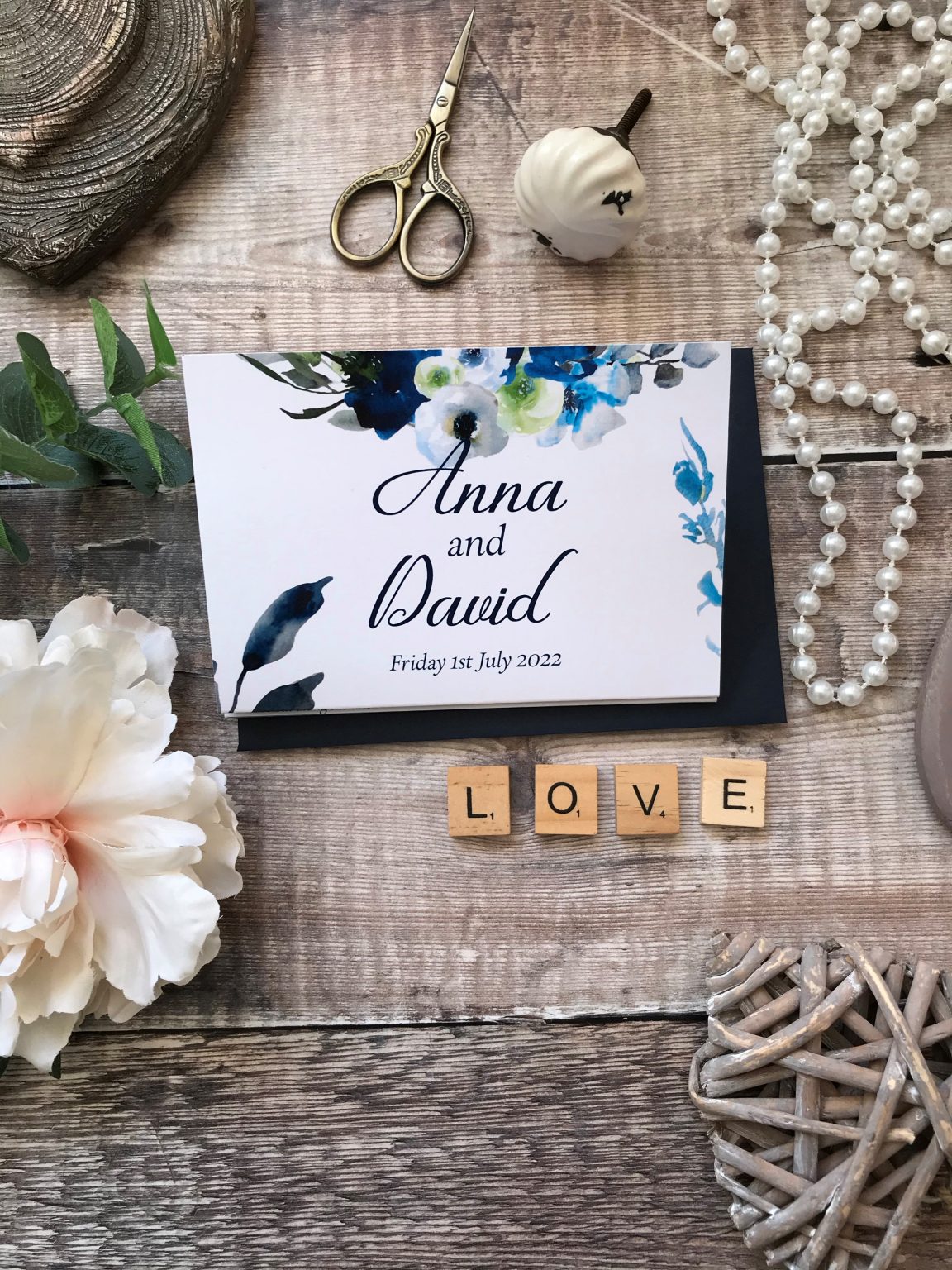 Blue Romance Concertina wedding invitation set of 10 – Wedding ...