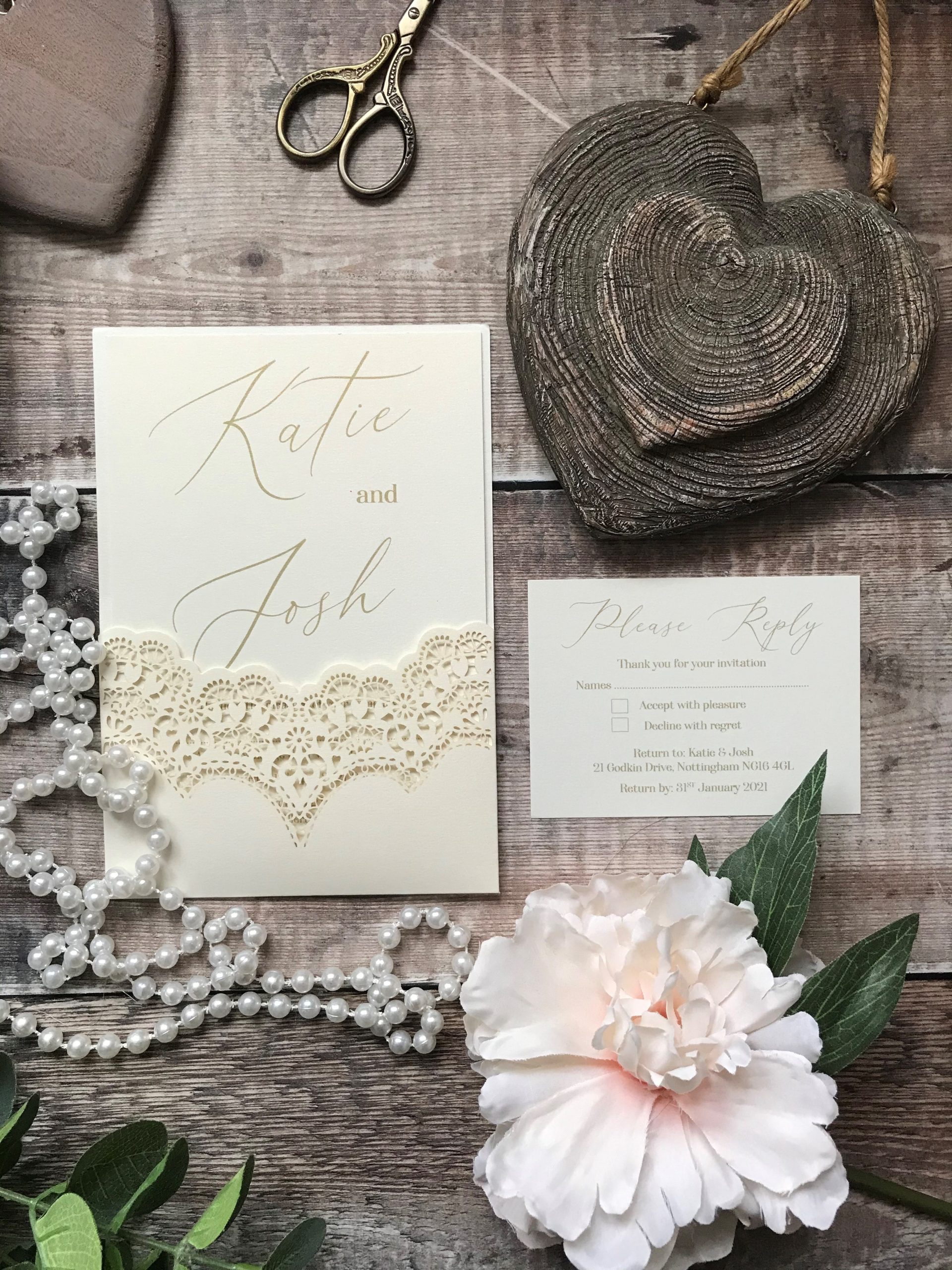 Eve Wedding Invitation Pack of 10, Ivory – Wedding Invitations by Clare