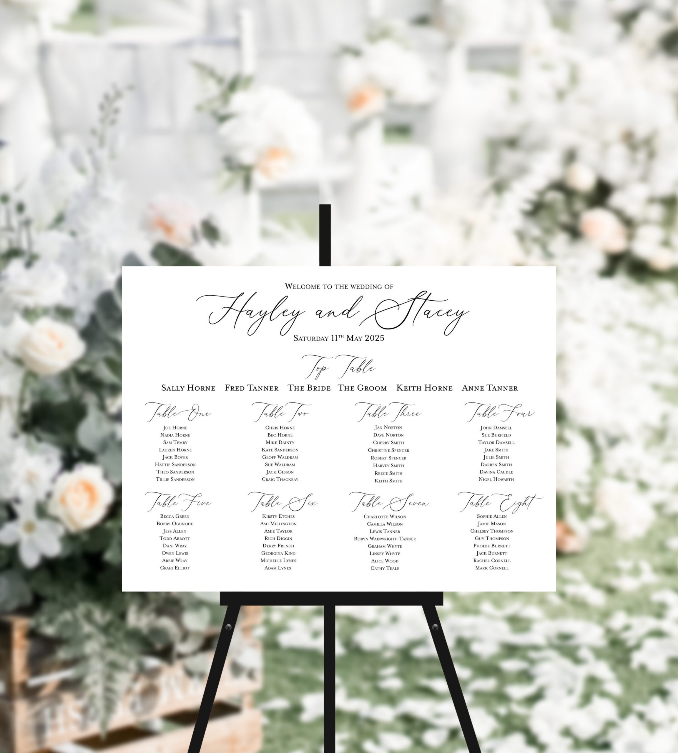 A2 Simple White Table Plan – Wedding Invitations by Clare