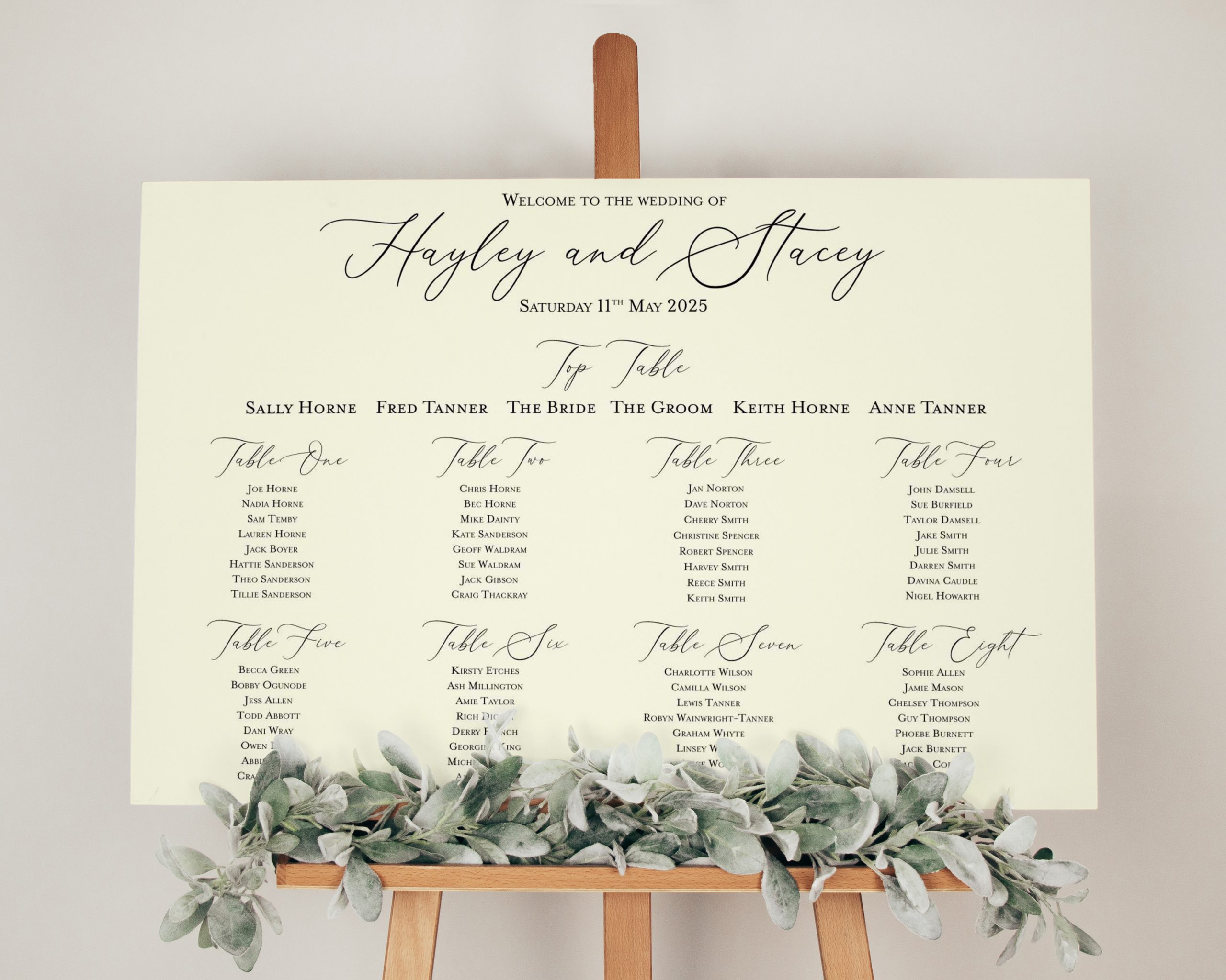 A1 Simple Ivory Table Plan – Wedding Invitations by Clare