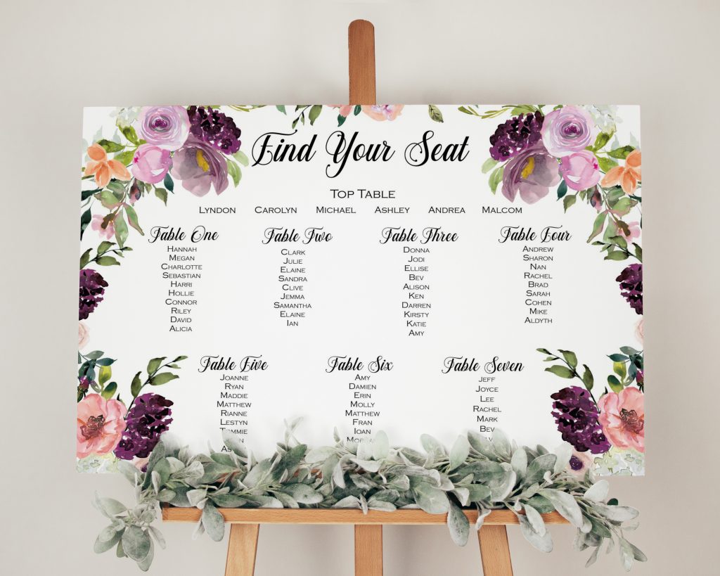 A2 La Belle Table Plan – Wedding Invitations by Clare
