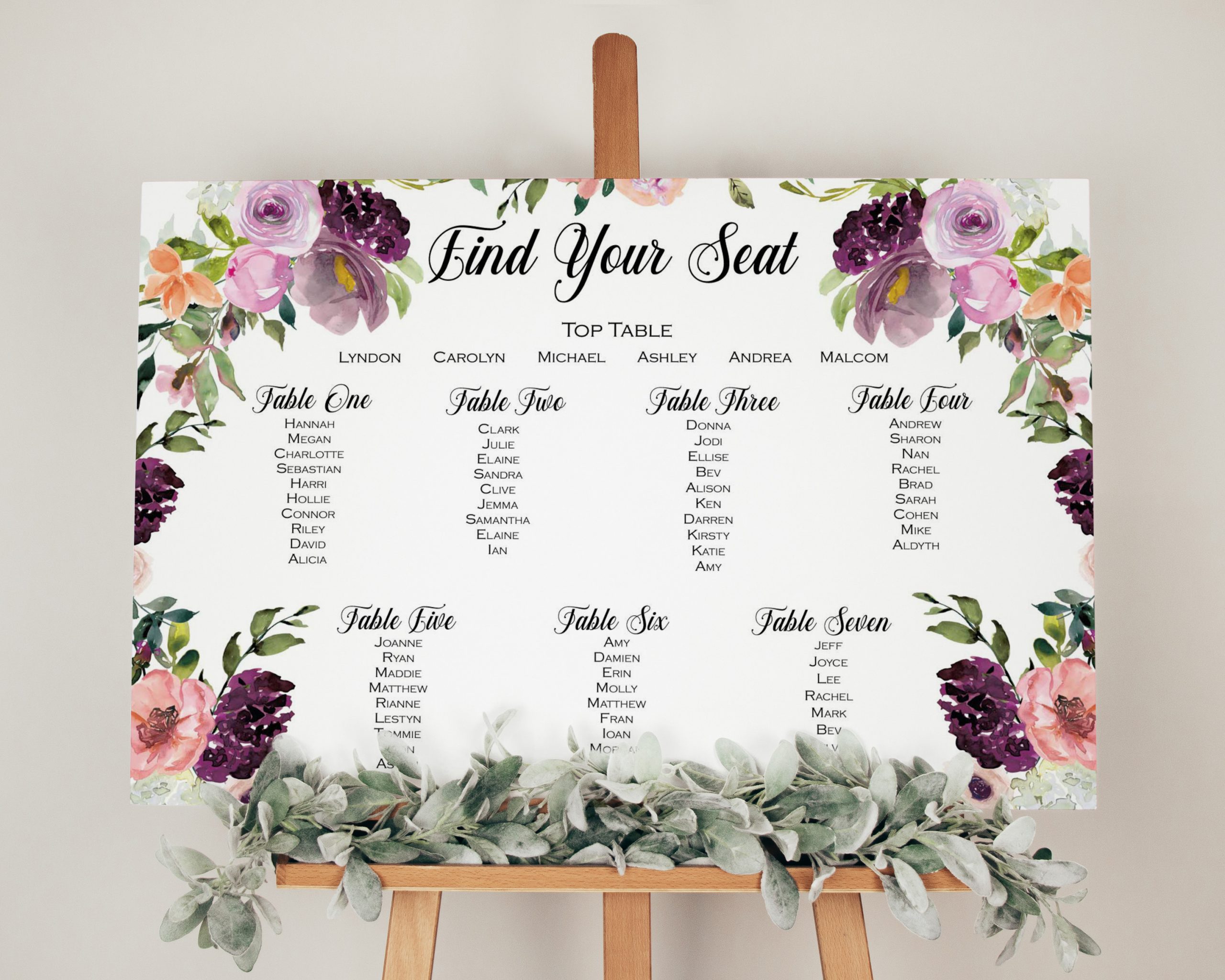 A1 La Belle Table Plan – Wedding Invitations by Clare