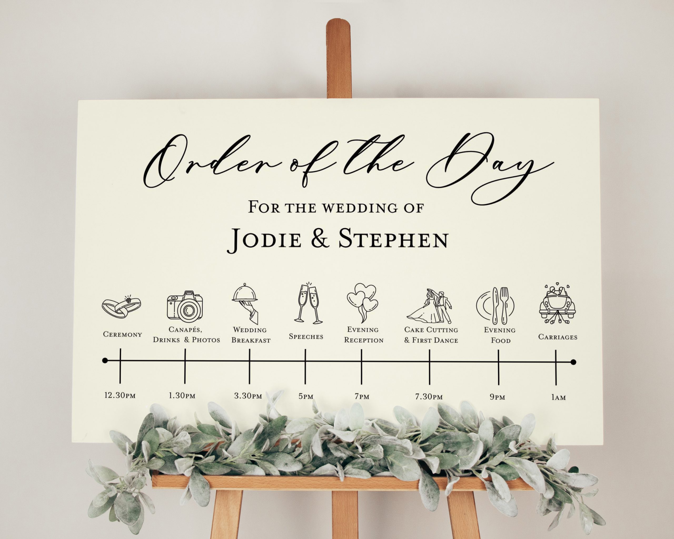 A2 Simple Ivory Order of the Day Sign – Wedding Invitations by Clare