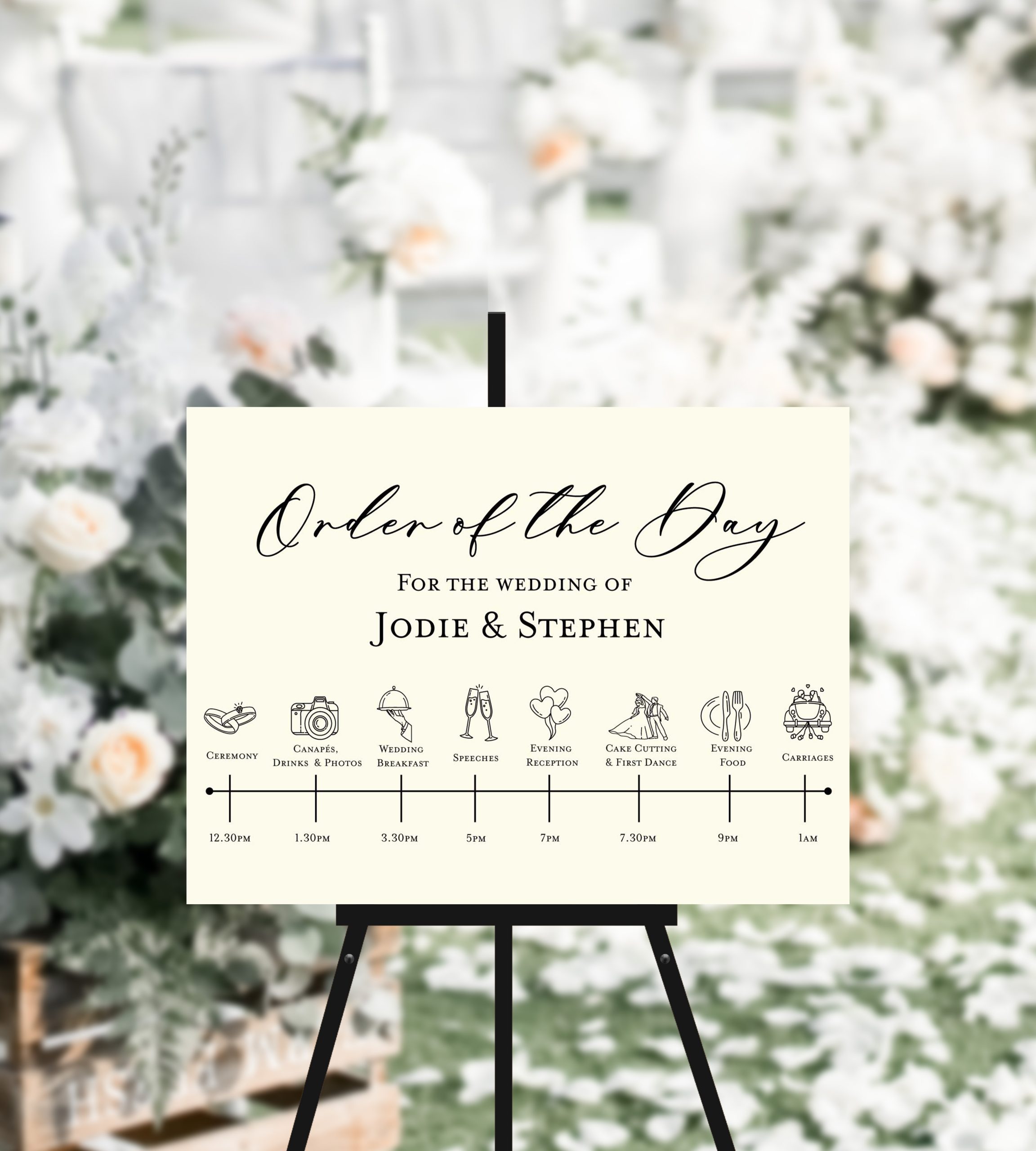 A2 Simple Ivory Order of the Day Sign – Wedding Invitations by Clare