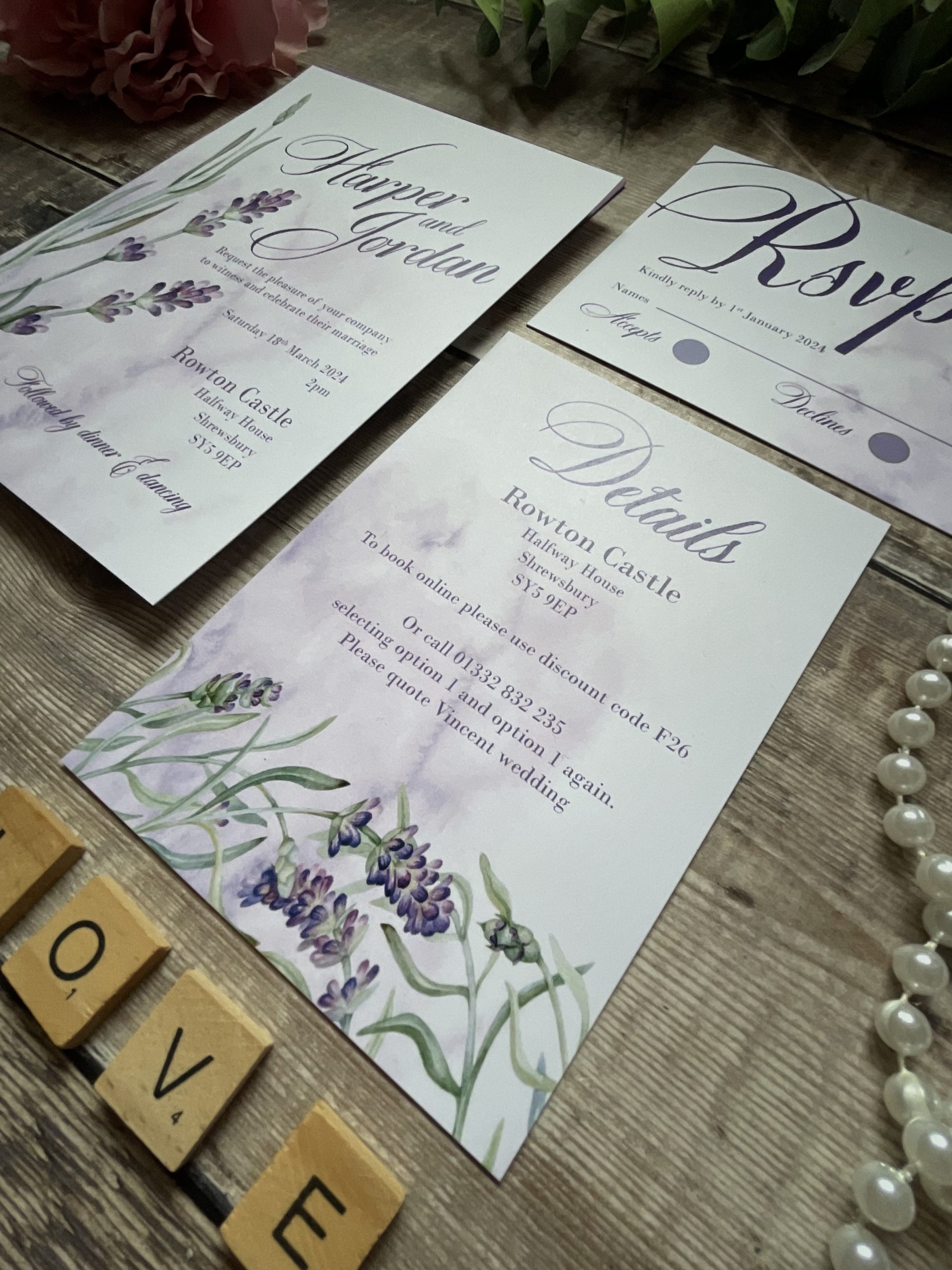 Lavender Invitation Bundle, set of 10 – Wedding Invitations by Clare