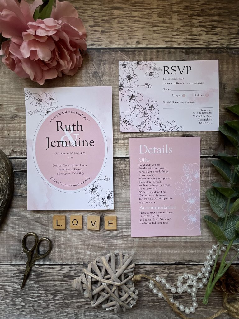 Blush Cherry Blossom Wedding Invitation Suite – Wedding Invitations by ...